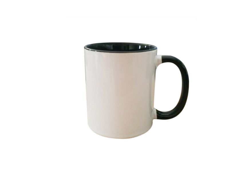 11oz Two Tone Color Mug Inside And Handle Black Zibo Wangsen Sublimation